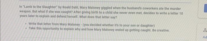 In "Lamb to the Slaughter" by Roald Dahl, Mary | Chegg.com