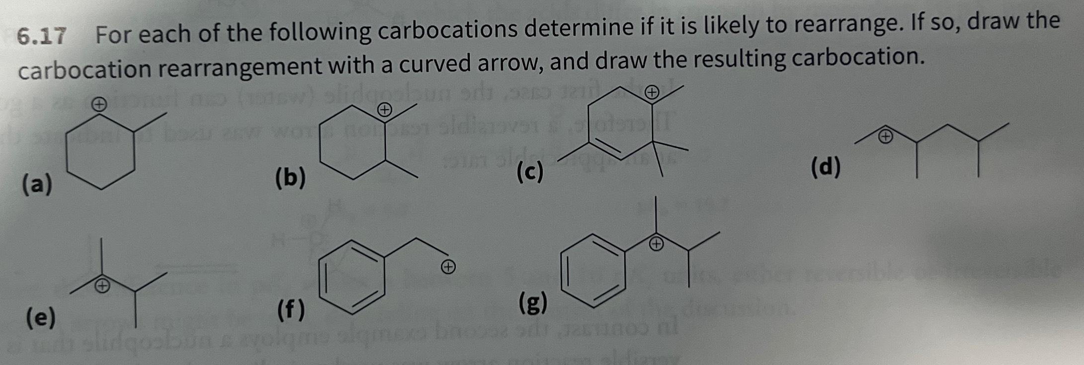 Solved 6.17 ﻿For each of the following carbocations | Chegg.com