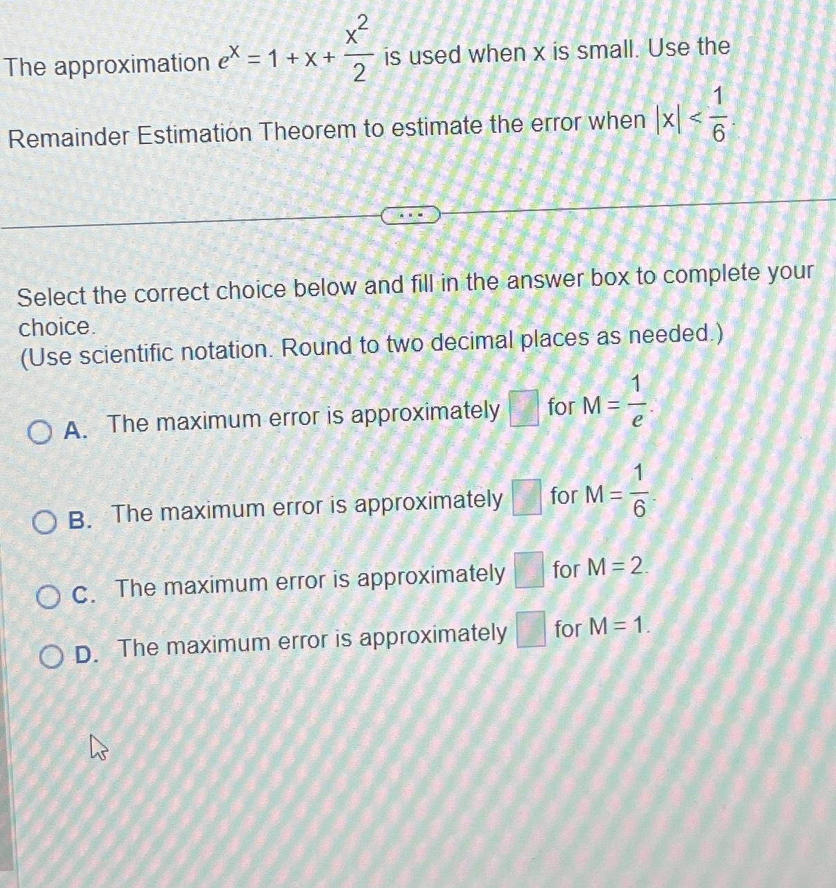 Solved The Approximation Ex1xx22 ﻿is Used When X ﻿is 