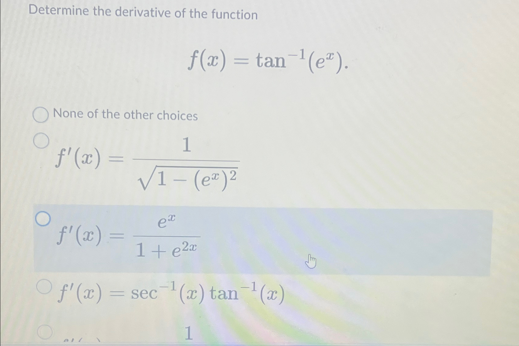 Solved Determine the derivative of the | Chegg.com