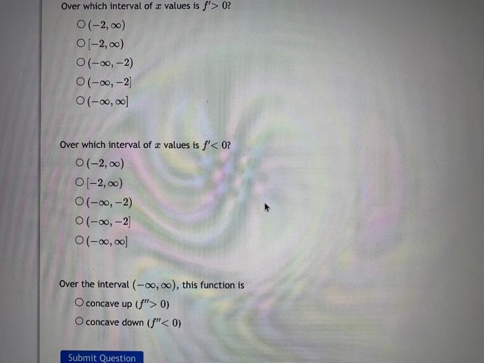 Solved Below is the function f(x). Over which interval of x | Chegg.com
