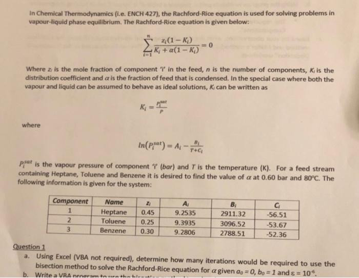 Solved In Chemical Thermodynamics (i.e. ENCH 427), the | Chegg.com