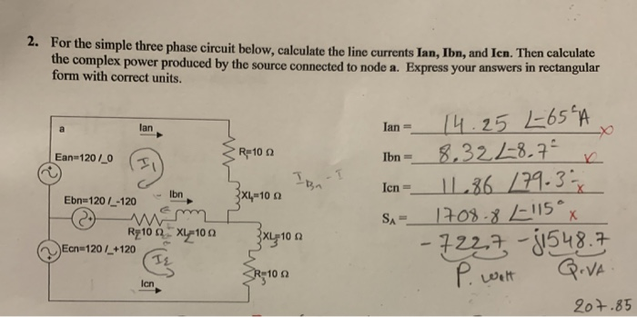 Solved 2. For the simple three phase circuit below, | Chegg.com