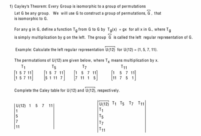 Solved 1) Cayley's Theorem: Every Group is isomorphic to a | Chegg.com
