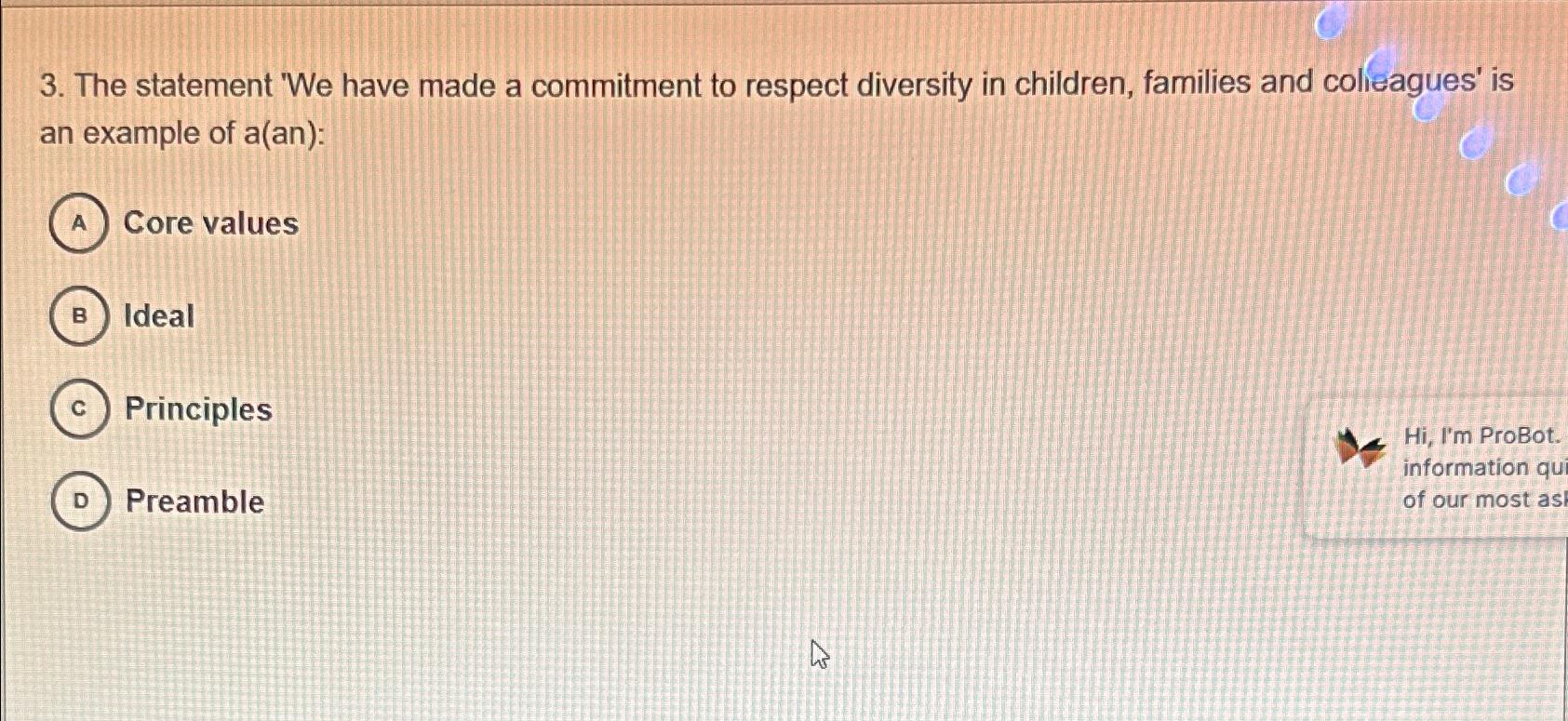 Solved The statement 'We have made a commitment to respect | Chegg.com