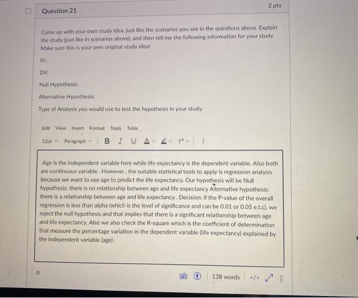 Solved use the study in question 21 to come up with answer | Chegg.com