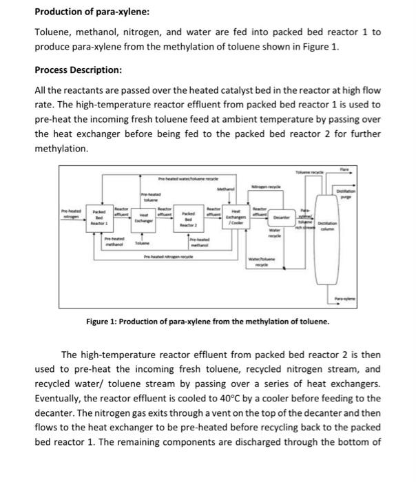 Solved Production of para-xylene: Toluene, methanol, | Chegg.com