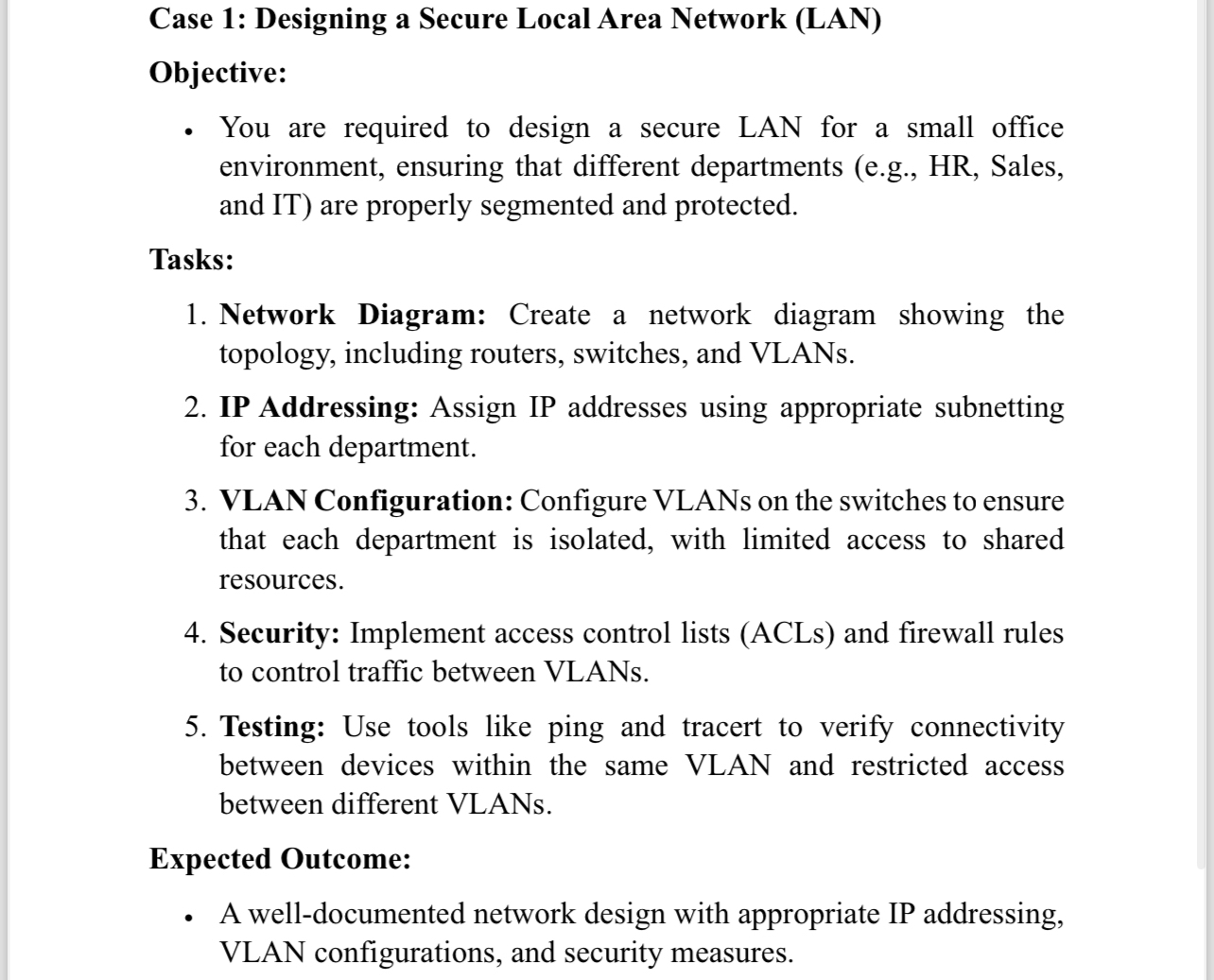 Case 1: Designing a Secure Local Area Network | Chegg.com
