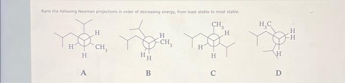 Solved Rank the following Newman projections in order of | Chegg.com