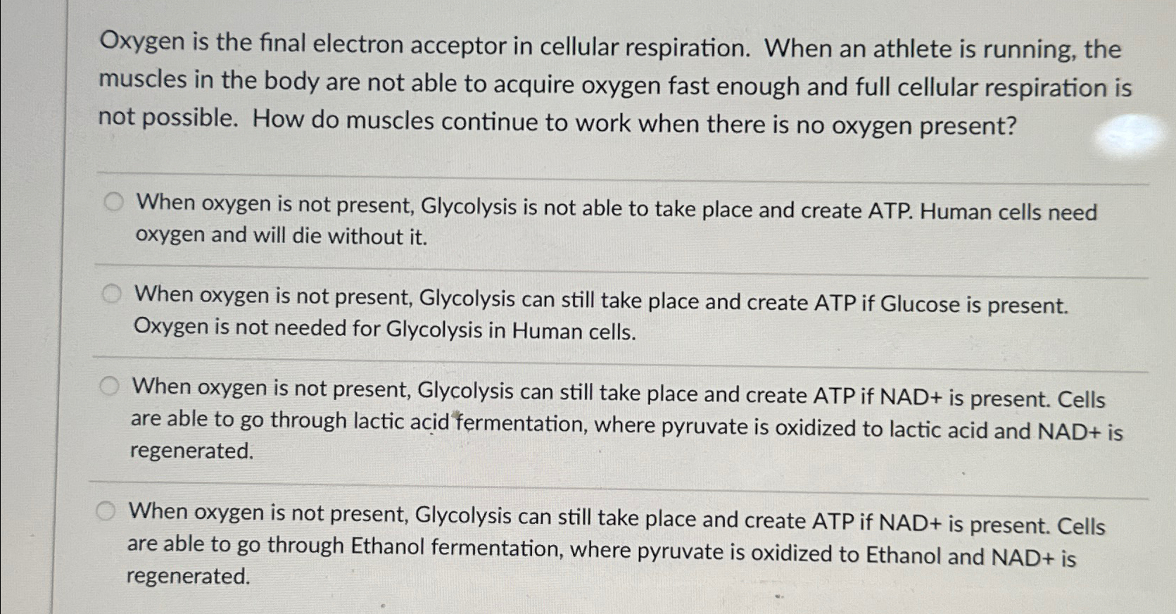 Solved Oxygen is the final electron acceptor in cellular | Chegg.com