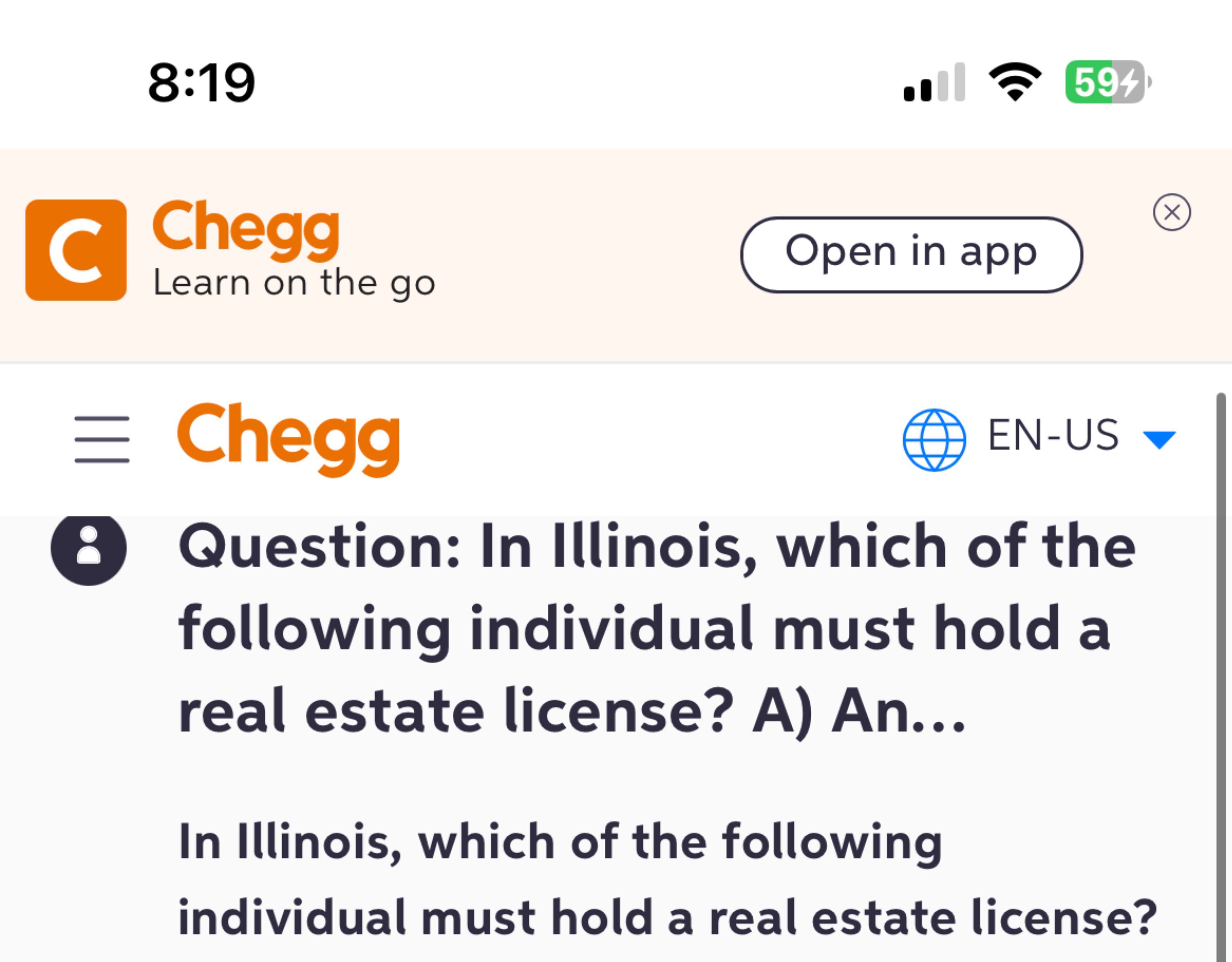 Solved CheggLearn on the goChegg ﻿Question: In Illinois, | Chegg.com