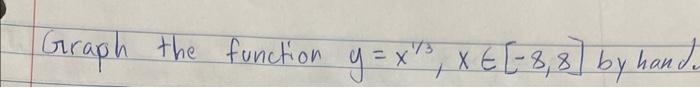 Solved Graph the function y=x1/3,x∈[−8,8] by hand. | Chegg.com