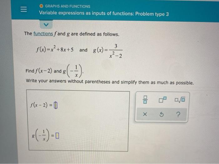 Solved Graphs And Functions Variable Expressions As Inputs