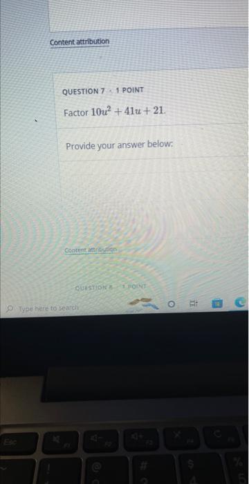 10u2+41u+21Content attribution QUESTION 7 : POINT | Chegg.com