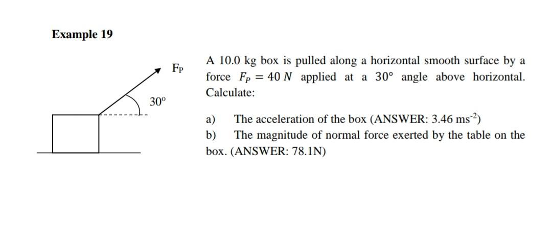 Solved Example 19 A 10.0 kg box is pulled along a horizontal | Chegg.com