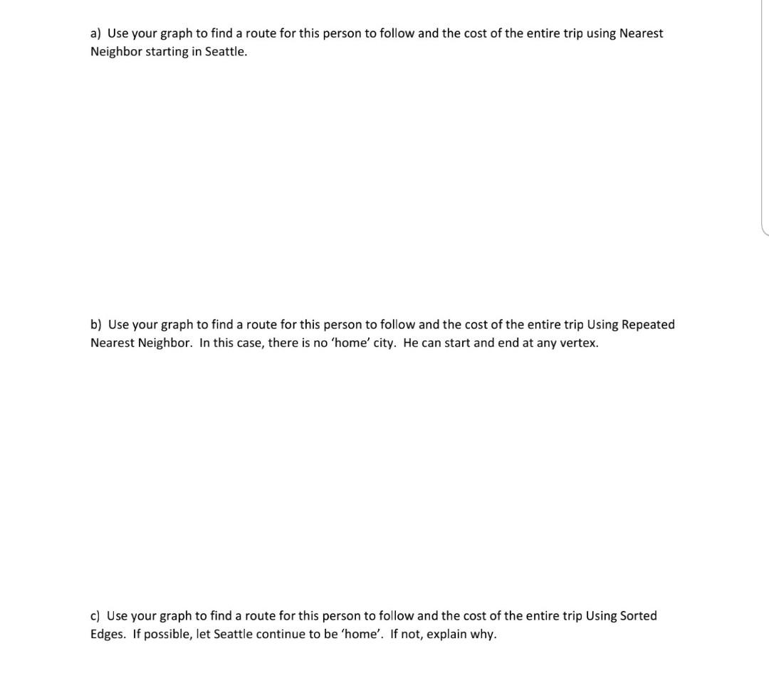 Solved 7) A salesperson needs to travel between Seattle, | Chegg.com