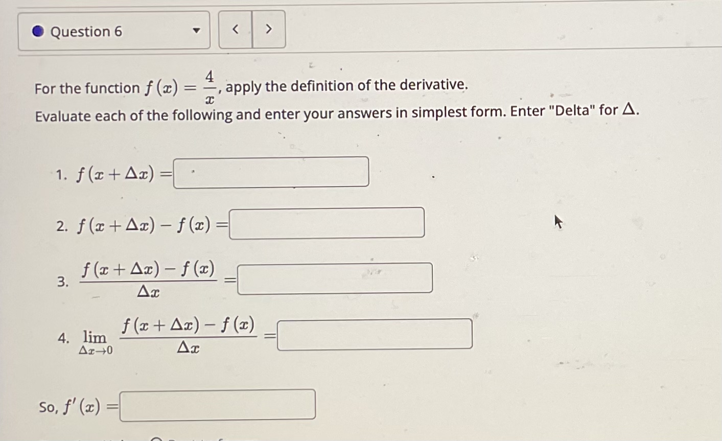 Solved For the function f(x)=4x, ﻿apply the definition of | Chegg.com