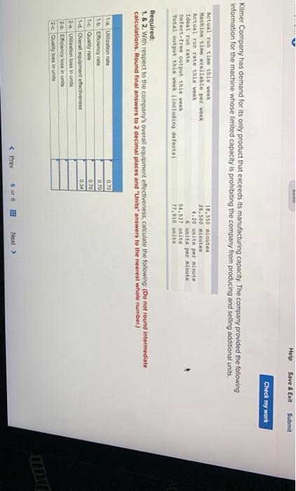 Solved > Help Save & Exit Submit Check my work Kilmer | Chegg.com