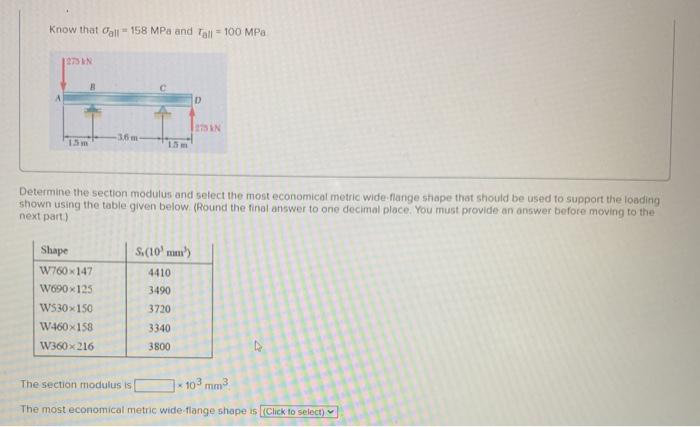 Solved Know that all - 158 MPa and tall - 100 MPa 1275 D | Chegg.com