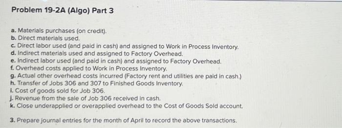 Solved Problem 19-2A (Algo) Computing and recording job | Chegg.com