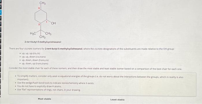 Solved 2-tert butyl-5-methylcyciohexanol There are four | Chegg.com