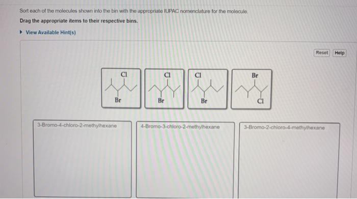 Solved Sort each of the molecules shown into the bin with | Chegg.com