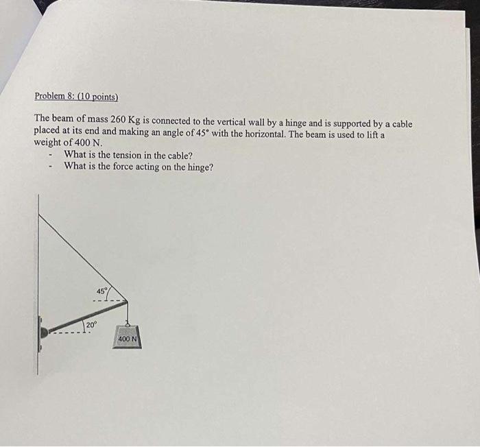 Solved Problem 4:(10 points) The lamp has a mass of 11Kg. | Chegg.com
