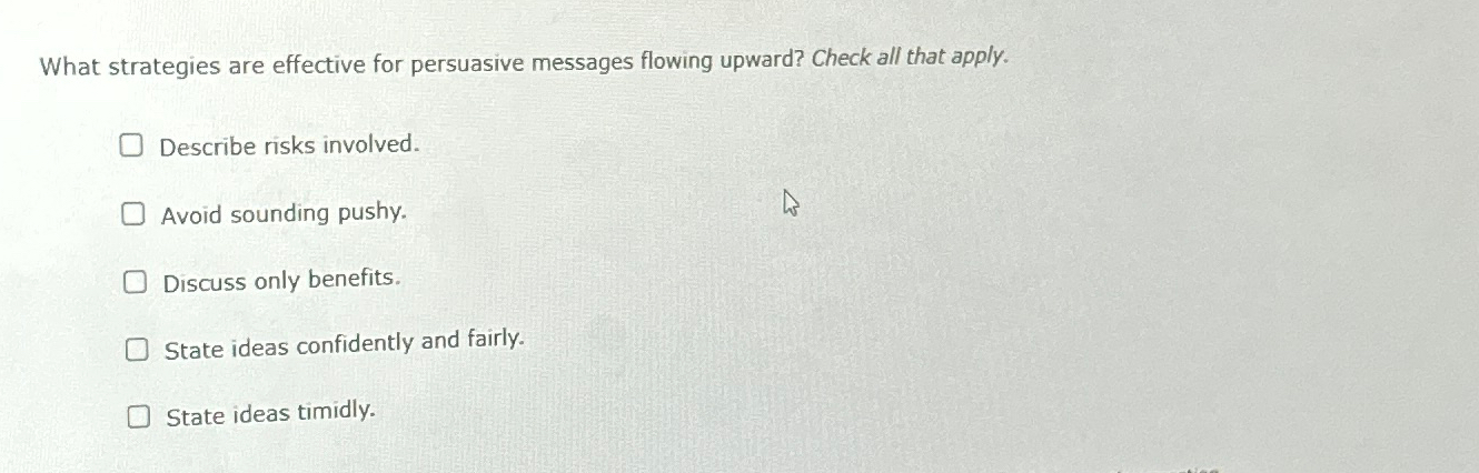 Solved What strategies are effective for persuasive messages | Chegg.com