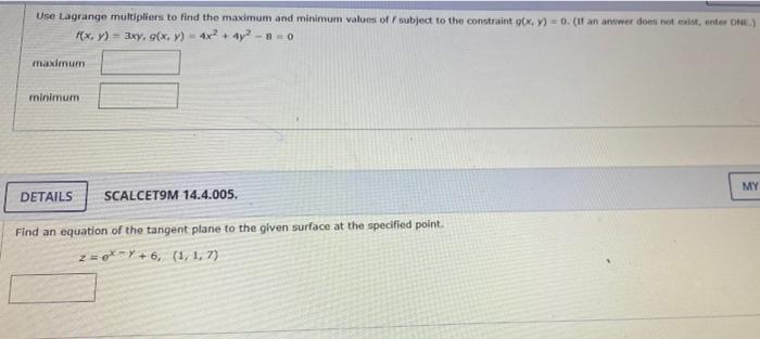 Solved Use Lagrange multipliers to find the maximum and | Chegg.com