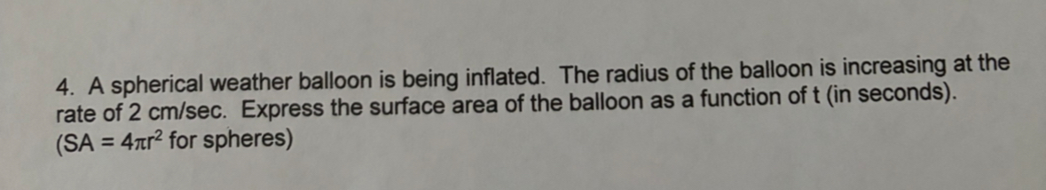 Solved A spherical weather balloon is being inflated. The | Chegg.com