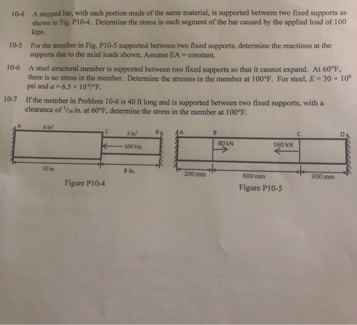 Solved 10-4 A stepped bar, with each portion made of the | Chegg.com