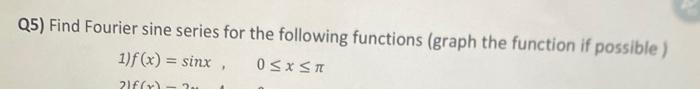 Solved Q1) Find Fourier series for the following function | Chegg.com