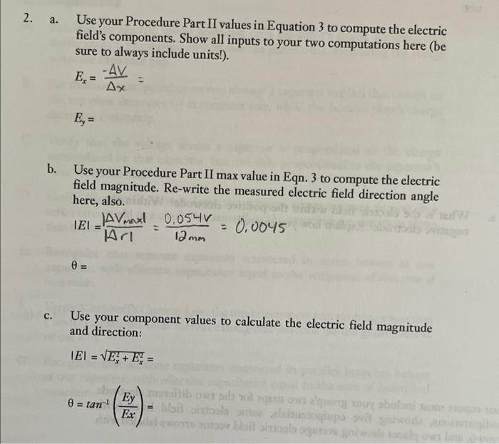 Solved a. Use your Procedure Part II values in Equation 3 to | Chegg.com