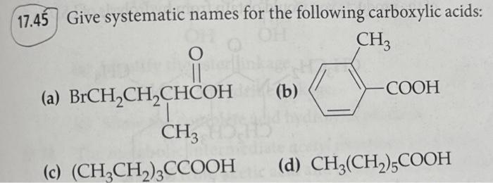 Solved Give systematic names and common names for the | Chegg.com