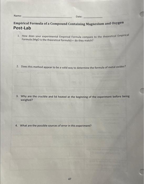 Solved Empirical Formula of a Compound Containing Magnesium | Chegg.com