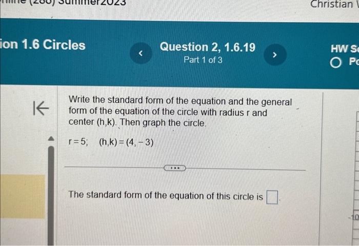 Solved Write the standard form of the equation and the | Chegg.com