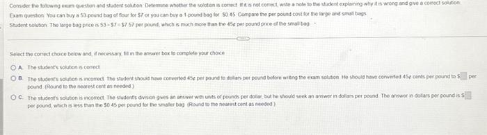 Solved Exam queston. You can buy a 53 pound bog of four for | Chegg.com