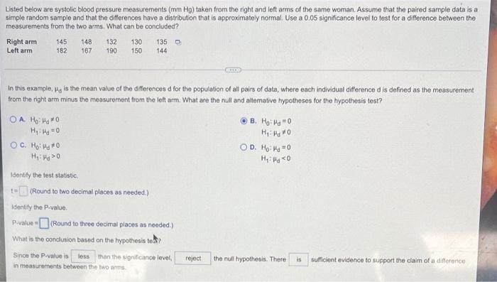 Solved Listed below are systolic blood pressure measurements | Chegg.com