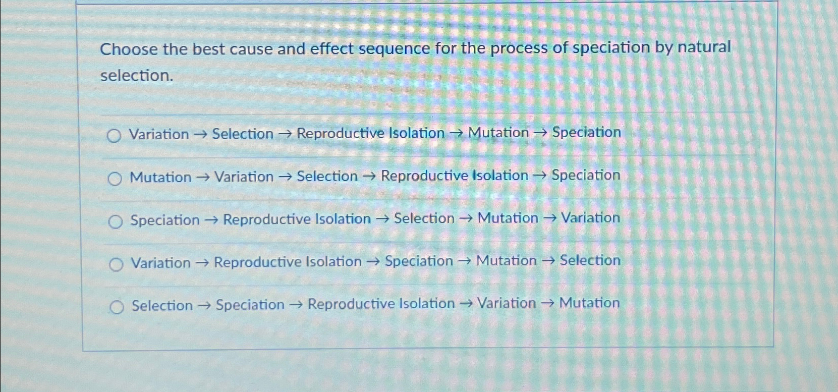 Solved Choose the best cause and effect sequence for the | Chegg.com