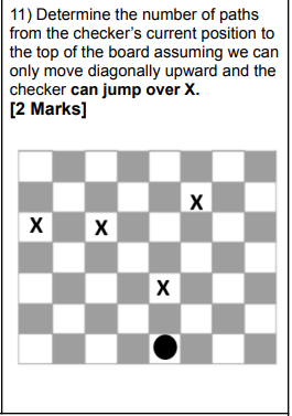 Solved determine the number of paths from the checkers | Chegg.com