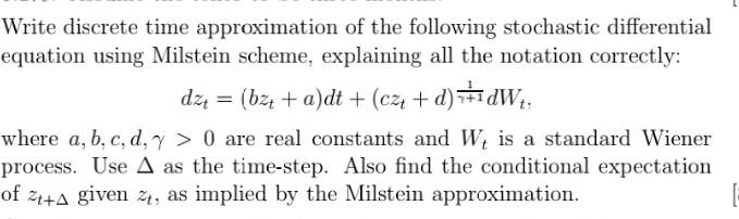 Solved Write Discrete Time Approximation Of The Following