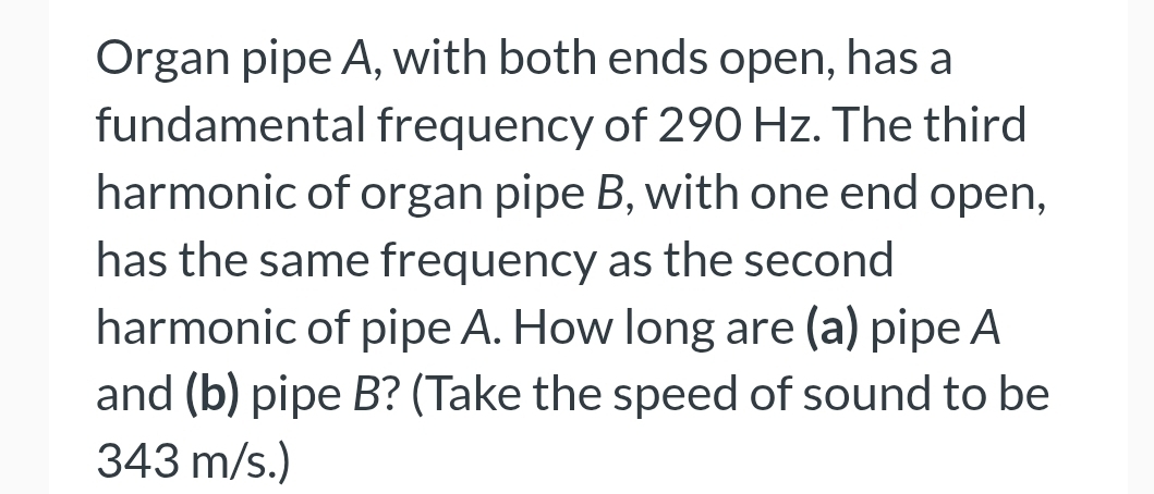 Solved Organ pipe A, ﻿with both ends open, has a fundamental | Chegg.com