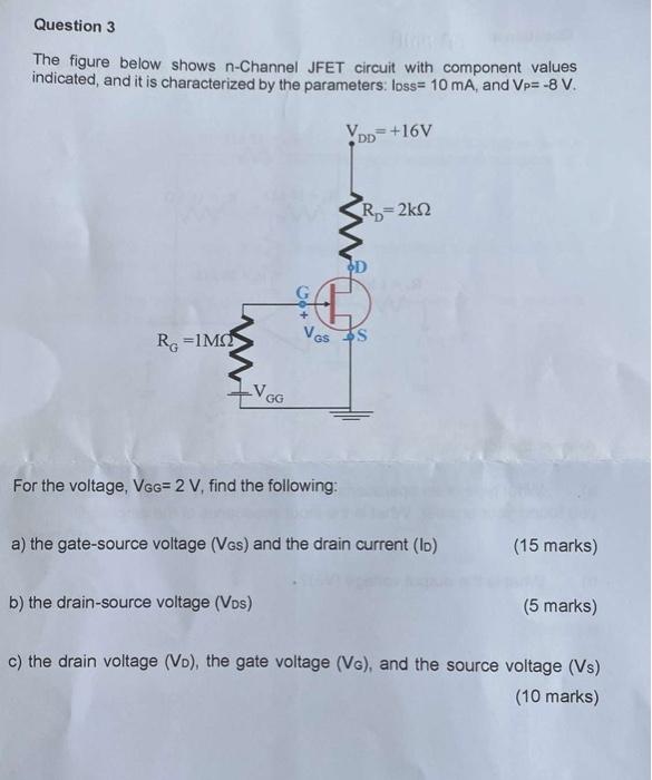 Solved The figure below shows n-Channel JFET circuit with | Chegg.com