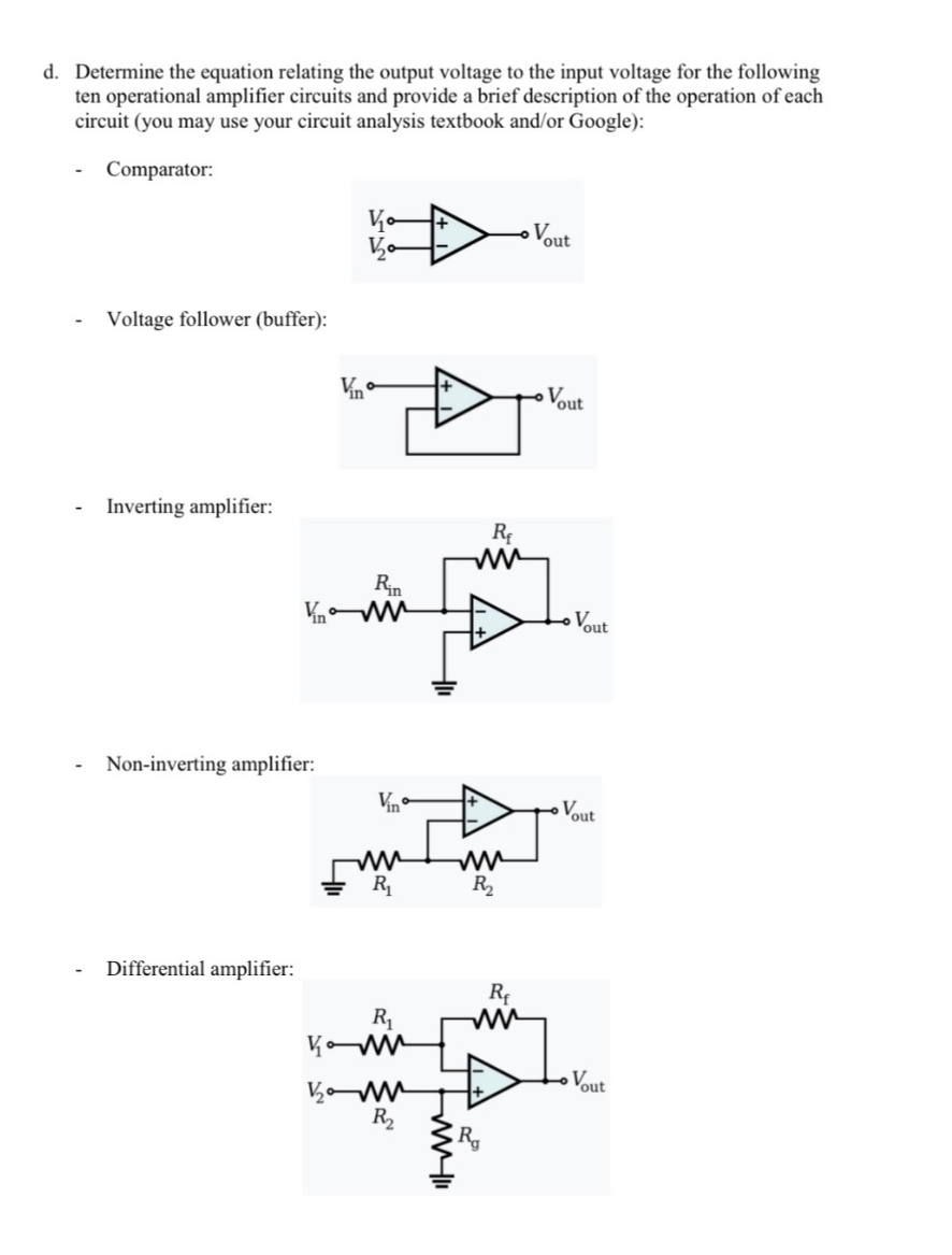 Solved d. ﻿Determine the equation relating the output | Chegg.com