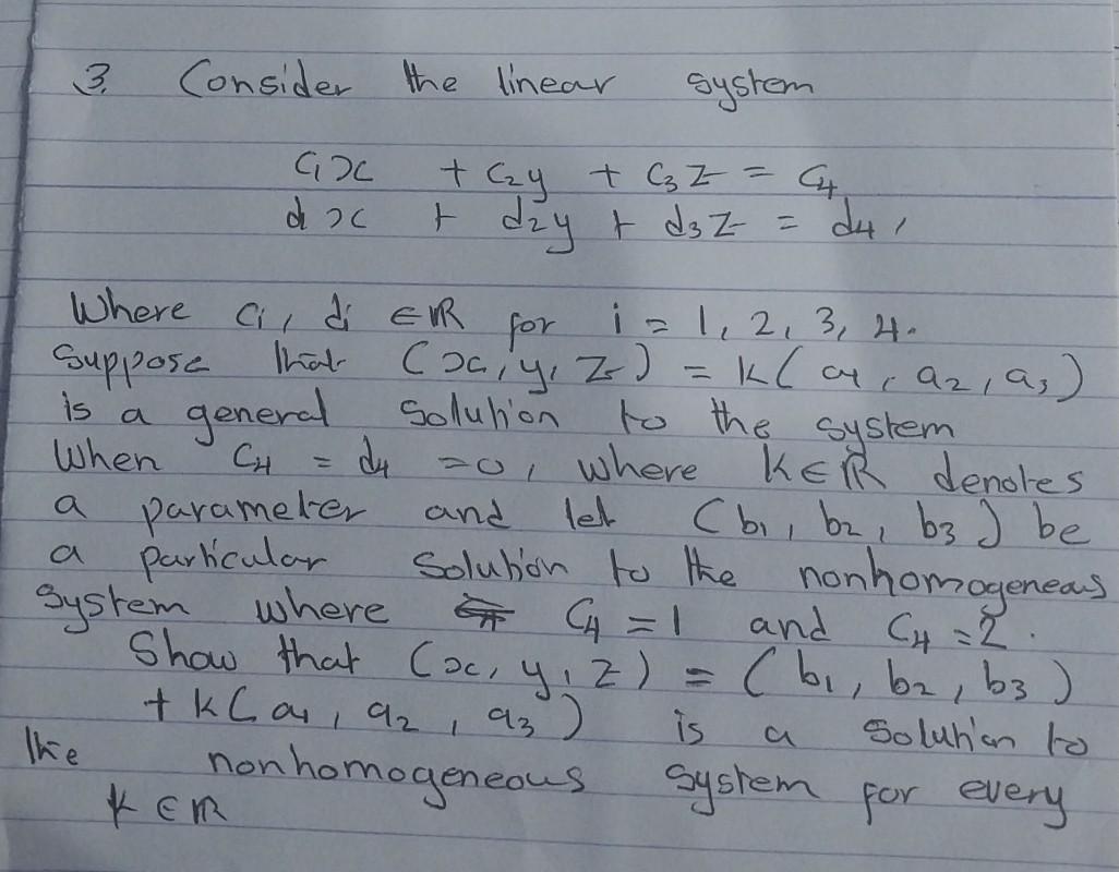 3. Consider the linear system | Chegg.com