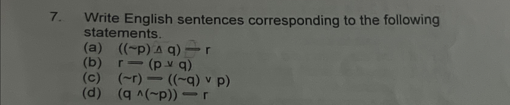 Solved Write English sentences corresponding to the | Chegg.com
