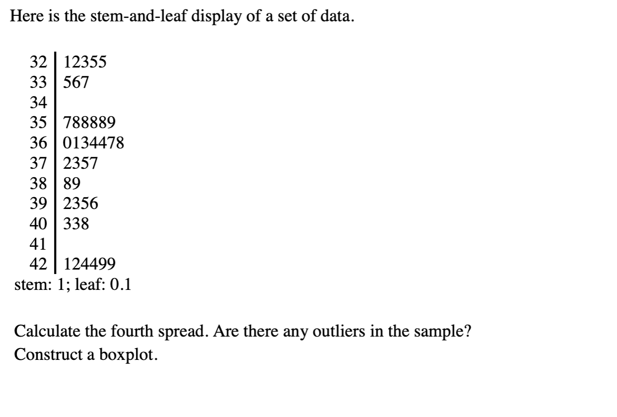 Solved Here is the stem-and-leaf display of a set of | Chegg.com