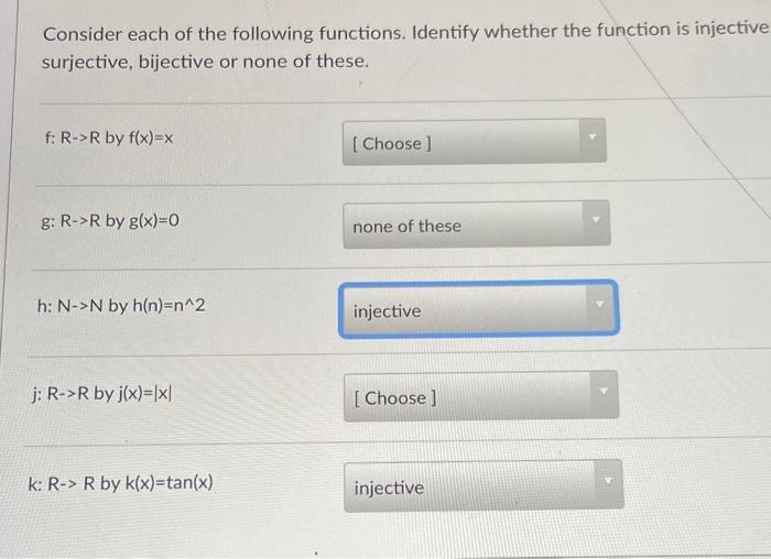 Solved Consider each of the following functions. Identify | Chegg.com