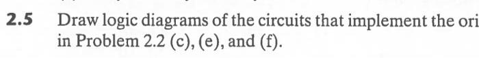 Solved 2.5 Draw logic diagrams of the circuits that | Chegg.com