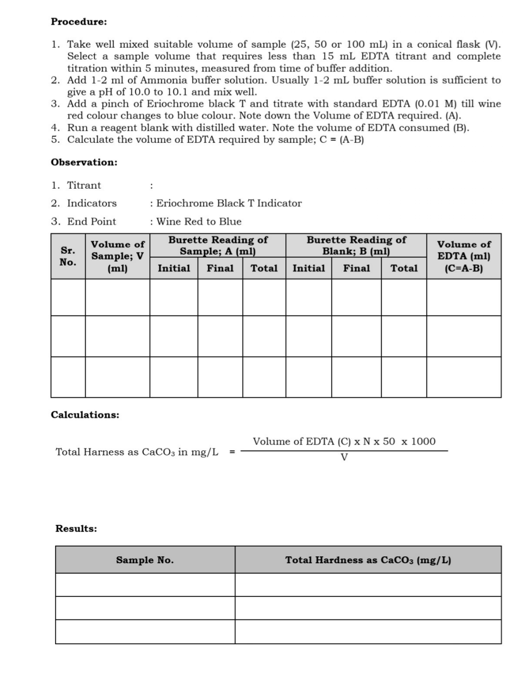 Solved Measurement of Hardness Readings: Sample size: 50 ml, | Chegg.com